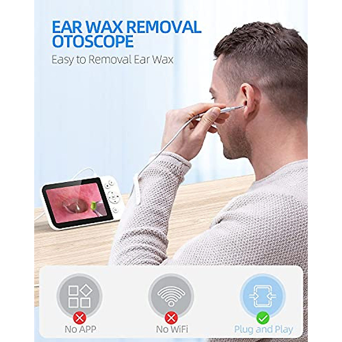 Digital Otoscope with Light, Ear Camera with Ear Wax Removal Tool, ScopeAround Ear Cleaning Camera with 5" Screen for Kids, Adults & Pets, Ear Scope, 32GB Card Supports Photo and Video Recording.