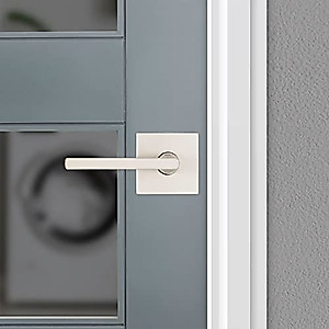 Kwikset Halifax Interior Passage Door Handle, Lever For Closet and Hallway Doors, Reversible Non-Locking Handle Lever, Satin Nickel, with Microban Protection