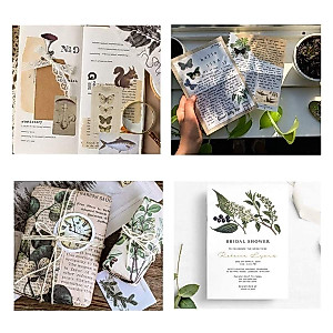 DESEACO Vintage Aesthetic Posters for Room Aesthetic Wall Decor, Plant Journal Green Room Decor for Teen Girls, Botanical Wall Art in Nature Journal, Cute Journaling Supplies Aesthetic Collage Kit