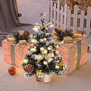15.7In Decorated Small Christmas Tree Mini Artificial Xmas Tree Tabletop Decorations Indoor Holiday Ornaments for Home Office (#1)