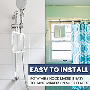 MIRRORVANA Hangable Fogless Shower Mirror for Shaving with 360° Swivel Hook for Hanging - Anti Fog Shatterproof 6.3" x 6.3" Surface