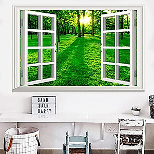 Wall Art 3D Window View Waterfall Abstract Canvas Wall Pictures Framed Scandinavian Wall Art Frames Gallery 50x40cm/20x16in With Frame