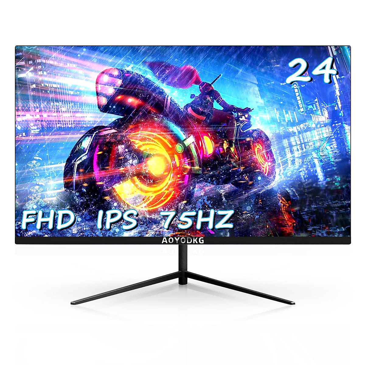 AOYODKG 24" Professional Thin 75Hz 1080p LED Monitor Frameless 5MS Response Time Computer Screen, sRGB 99%, 3000:1 + DC/HDMI/VGA, Ergonomic Tilt, Gaming Monitor Machine Black, (AYO-A55 Series)
