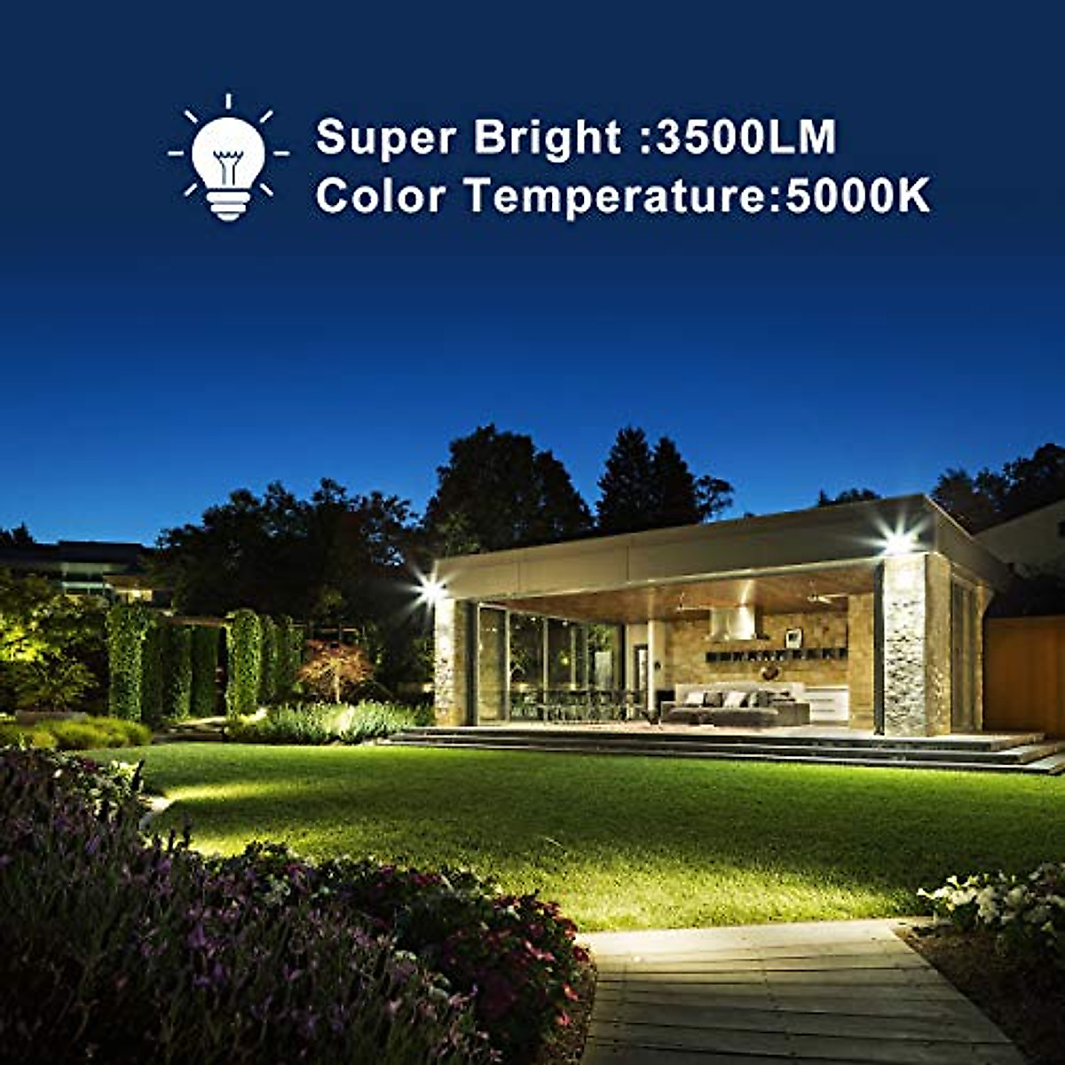 MEIKEE 35W LED Flood Lights Outdoor, 3500lm LED Work Light with Plug, 5000K Natural White Security Light, IP66 Waterproof Portable Outdoor Flood Lighting for Garage Garden Stadium Playground (4Pack)