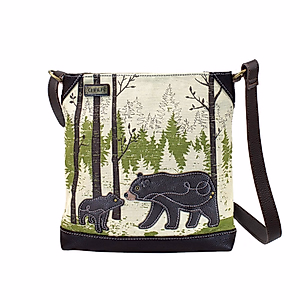 Chala Handbags Safari Bear Canvas Crossbody Bag Purse