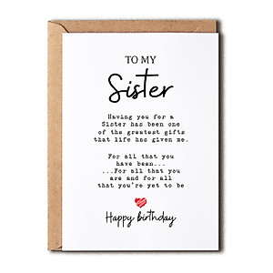 To My Sister - Sister Birthday Card - Sister Is The Greatest Gifts In My Life - Birthday Card For Sister - Gift For Sister Card- Christmas Gifts For Sister