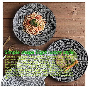 MAXLYA Bone China Plate, Japanese Set Tableware Straw Hat Western Food Plate Creative Embossed Fish Plate Pasta Plate Dessert Plate, Stackable & Dishwasher Safe (Set of 4/8'')