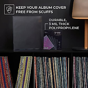 Big Fudge 100x Vinyl Record Outer Sleeves 7 inch | Durable & Wrinkle-Free | Crystal Clear & Made from High-Density Polypropylene | Best Vinyl Covers for LPs & Singles | 3 mil Thick, 7.42" x 7.42