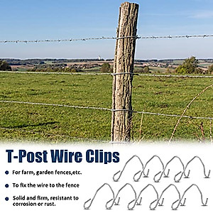 102 Pieces T Post Wire Clips Fence Wire Twister for T Post Clips Galvanized Steel Fence Wire Tensioning Tool for Fixing Fence Wire T Post Wire Clip Garden Farm Highway Sport Fences