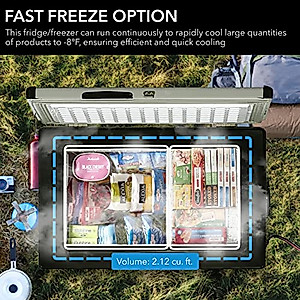 Whynter FM-65G 65 Quart Portable Refrigerator and Deep, AC 110V/ DC 12V, Real Chest Freezer for Car, Home, Camping, and RV with-8°F to 50°F Temperature Range, Gray, One Size