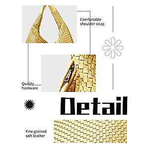 Woven Tote Handbags For Women Large Capacity Vegan Leather Shoulder Top-Handle Travel Shopper Bag Ladies Fashion Underarm Bag Yellow