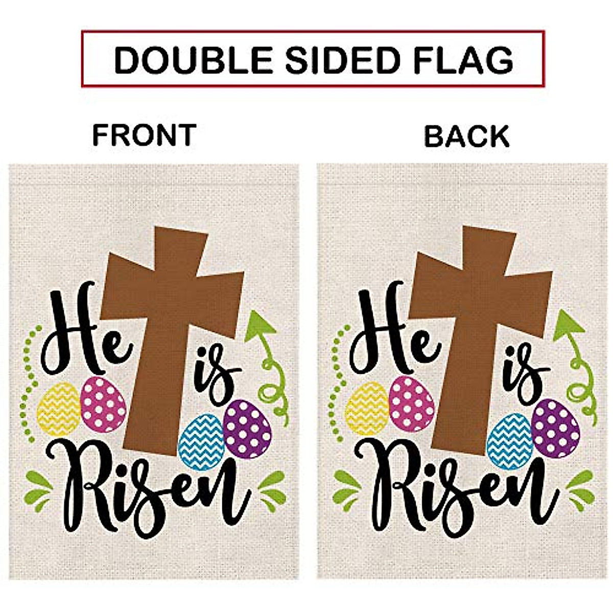 He is Risen Garden Flag Easter Cross Religious Double Sided Burlap Yard Outdoor Decor Holiday Decorations 12.5 x 18 Inch