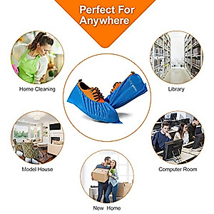 Shoe Covers Disposable - 100 Pack (50 Pairs) Non Slip Recyclable Disposable Boot Covers Waterproof Durable Shoe Protector for Indoor Guest Visitor, One Size Fits Most(CPE Plastic)