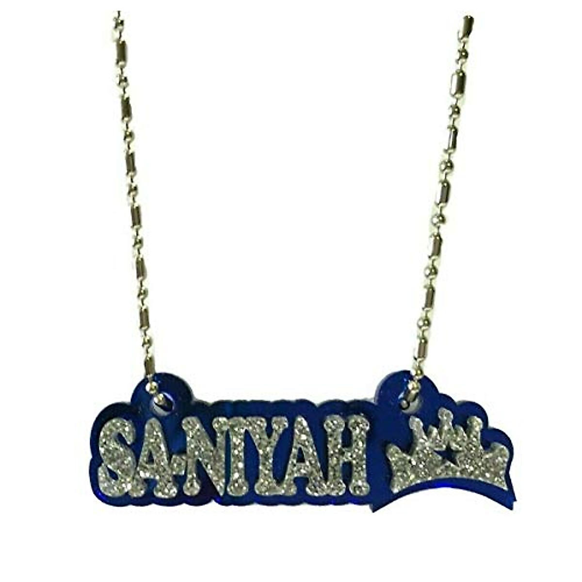 MIRROR MANIA Name Plate Custom Name Necklace Nameplate Name Laser Cut Personalized, Diamond Look Letters with Color Choice Back, Chain and Design, Made To Order Any Name - Dazzling and Stunning!