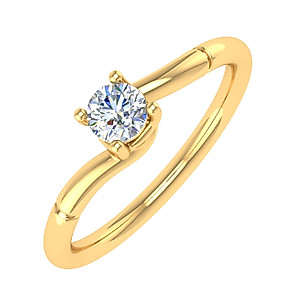1/4 Carat 4-Prong Set Diamond Solitaire Engagement Ring Band in 10K Yellow Gold (Ring Size 8.25)