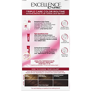 L'Oreal Paris Excellence Creme Permanent Triple Care Hair Color, 4AR Dark Chocolate Brown, Gray Coverage For Up to 8 Weeks, All Hair Types, Pack of 1