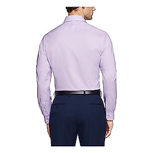 Tommy Hilfiger Men's Dress Shirt Slim Fit Non Iron Solid, Frosted Lilac, 17" Neck 32"-33" Sleeve