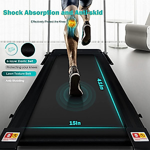 SPORFIT Foldable Treadmill with Incline, Portable Treadmills w/ 3 Adjustable Manual Incline, Heart Rate Sensor&LCD Display, Electric Treadmill, Running Machine for Home&Office, Black