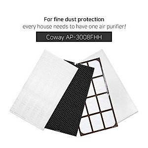 Coway AP-3008FHH/FH/FHO Air Purifier Filter Compatible Replacement 1 Year Set