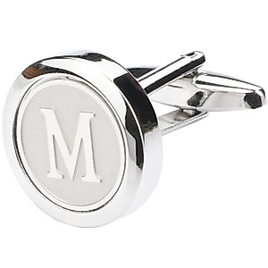 Dannyshi Mens Classic Stainless Steel Initial Cufflinks 26 Alphabet Initial Letter Cufflinks Business Wedding Shirts A-Z (M)