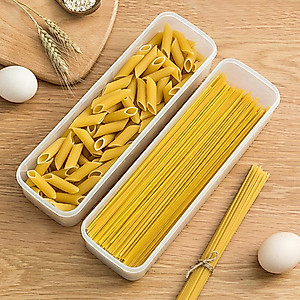 Zerodeko Spaghetti Noodles Pasta Container Spaghetti Noodle Storage Container Cereal Noodle Keeper Box Plastic Refrigerator Food Container for Pantry Organization and Storage Storage Drawers