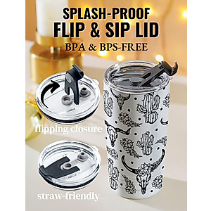 Onebttl Texas Gifts Western Gifts for Women, Texas Cow Girls Gift, 20oz Stainless Steel Tumbler with Lid Straw, Perfect for Christmas