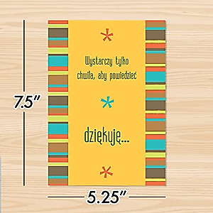 Designer Greetings Polish Language Thank You Cards, “Wystarczy tylko chwila, aby powiedzieć dziękuję” Multicolor Print Design (6 Cards with Envelopes / 6 Karty i Koperty)