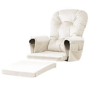 Lucky Monet 5Pcs Glider Rocker Replacement Cushions - Velvet Glider Cushions Replacement Set with Side Storage Pockets, Thick Glider Chair Cushions Washable & Non Slip, Cushion ONLY - Beige