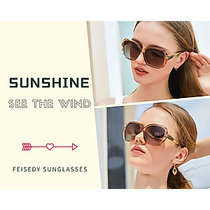 FEISEDY Polarized Women Square Sunglasses Sparkling Composite Shiny Frame B2289