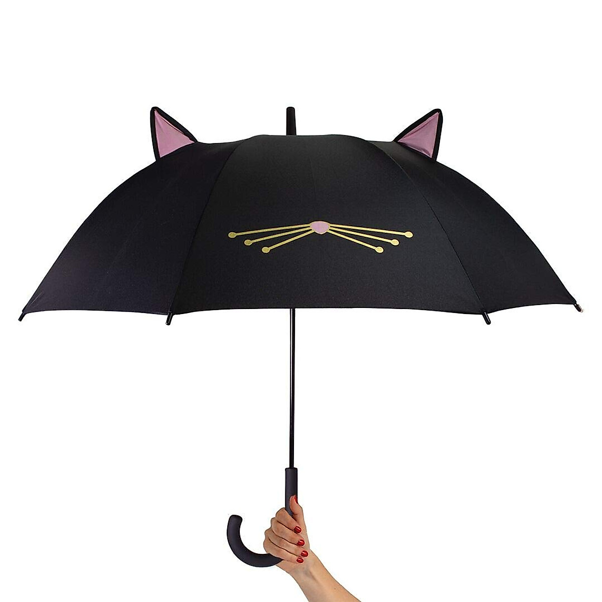 Kate Spade New York Large Lightweight Travel Umbrella, Black Cat