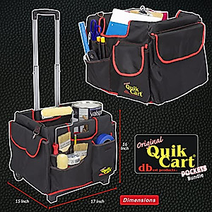 dbest products Quik Cart Pockets Bundle Caddy Organizer Teacher Tote Rolling Crate Mobile Tool Storage Fabric Cover Bag, Black