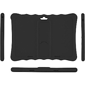 FEONAL Tablet Silicone Case for 10 inch, Adjustable Stand Case Cover Compatible with Dragon Touch, Lectrus 10.1, Hoozo 10, CHENEN P1 P2, Manjee 10, FLYINGTECH 10, Winsing 10, WECOOL 10.1 (Black)