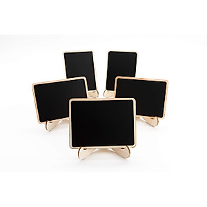 20 Pack Wood Mini Chalkboards Signs with Support Easels, Place Cards, Small Rectangle Chalkboards Blackboard for Weddings, Birthday Parties, Message Board Signs and Event Decorations