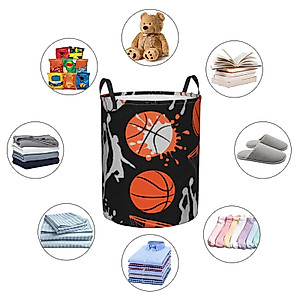 Gbuzozie Basketball Sport Pattern Round Laundry Hamper Storage Basket Toys Clothes Organizer Bin For Home Bathroom Bedroom Dorm Nursery, 38l