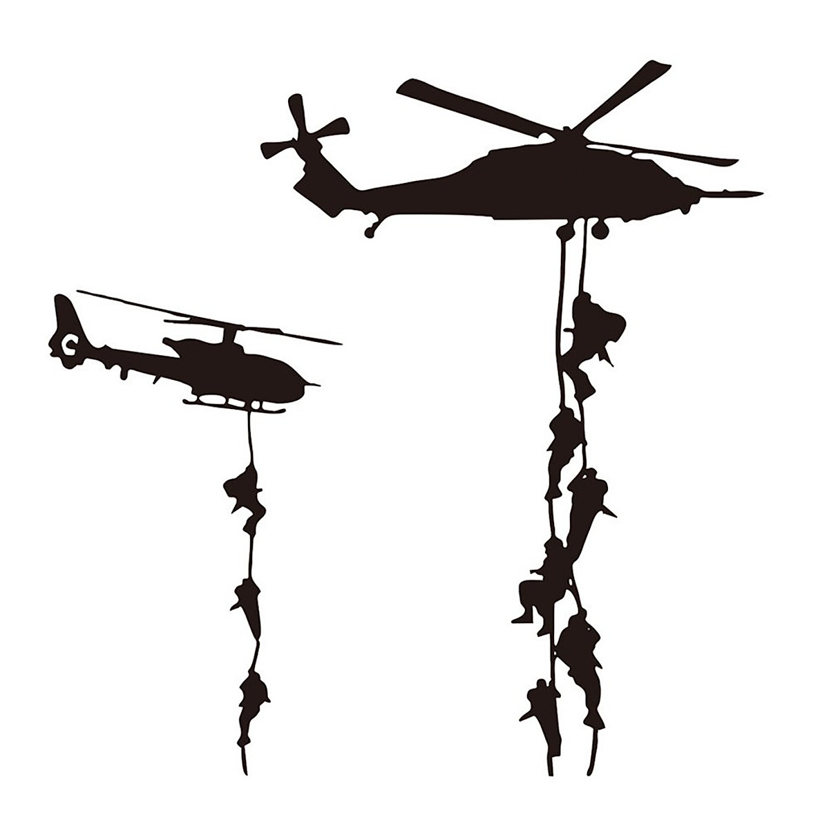 22x22 Helicopter Army Soldier Wall Stickers PVC Vinyl Art Decals Teens Boys Men Military Fans Bedroom Home Decoration