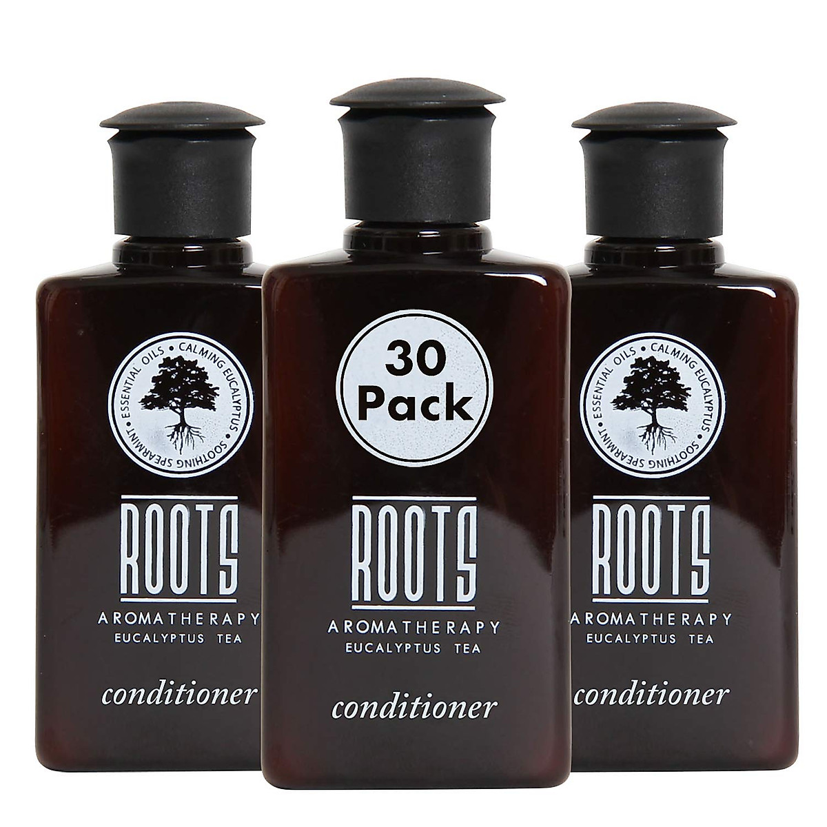 ROOTS AROMATHERAPY Conditioner 1.5floz/45mL Travel Size Hotel Bulk Pack (Eucalyptus Tea fragrance) Toiletries for Bathroom, Guests, Hotels, Motels, and Lodging (30 pack)