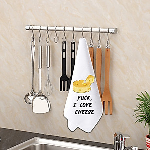 PXTIDY Funny Cheese Kitchen Towel Fuck I Love Cheese Flour Sack Towel Kitchen Dish Towel Sweet Housewarming Gift Cheese Lover Gift