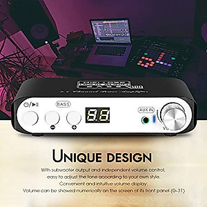 Nobsound 2.1 Channel Hi-Fi Bluetooth Power Amplifier, Mini Stereo Audio Amp with Dual DSP, Subwoofer Output, Desktop Mini Size, Home Theater (Q100)