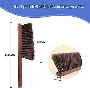 Hand Broom Brush,Natural Wooden Handle Soft Bristles Dusting Cleaning Brush,Light and Sturdy for Furniture,Bed,Car,Bench, Crevice Cleans