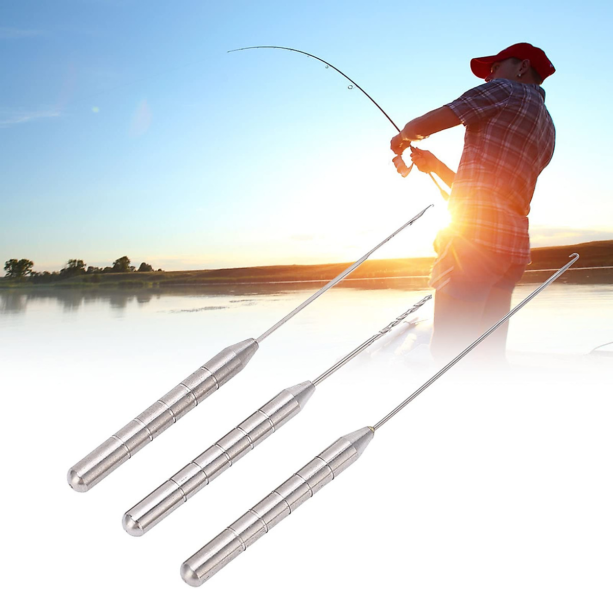 OUKENS Fishing Reels and Fishing Maintenance Tools Fishing Baiting Rig, Fishing Bait Needle Set 3 in 1 Combo Set Aluminium Alloy Carp Fish Drill Tackle