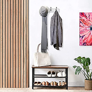 Coat Rack Wall Mount(2 Pack), Rustic Coat Hanger with 3 Hooks (15.6"L), Sturdy Hat Rack for Wall Hanging Coat Hat Key Mask Sunglasses Towel Cup, for Entryway Closet Bathroom Kitchen, White