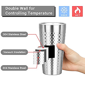 Offiper Metal Cup, 19 oz Insulated Tumbler, 4 Pack Double Wall Unbreakable Stackable Water Tumblers Premium Insulated Stainless Steel Cups Drinking Glasses for Home Travel Camping Outdoor
