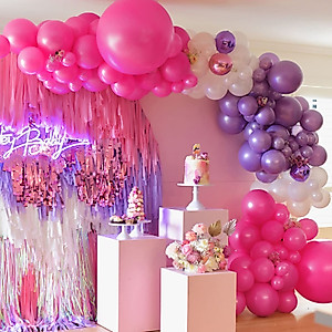 RUBFAC 87pcs Hot Pink Balloons Different Sizes 18 12 10 5 Inches Premium Magenta Pink Latex Balloons for Valentine's Day Girl Birthday Party Wedding Bridal Shower Baby Shower Garland Arch Decorations