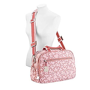 TOUS Pink Waterproof Vinyl Combined with Calfskin Leather Baby Bag for Women, 40x25x20 cm, Kaos New Colores Collection