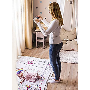 Baby Monthly Milestone Blanket, Cute Unicorn Design | Thick Fleece for New Mom | Newborn Baby Age Blanket for Girls | Photography Prop Background Blanket