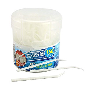 Plastic Household Teeth Cleaning Tool Curved Hook Toothpicks White (300PCS)