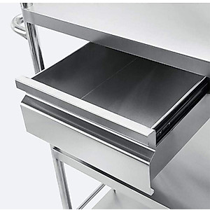 Utility Cart Lab Serving Cart, Medical Cart 2-Layer，Stainless Steel Lab Medical Car with Drawers and Dirt Bucket Mobile Trolley Serving Equipment with Drawers and Silent Omnidirectional Wheel (Size :