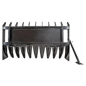 Titan Attachments Skid Steer Root Rake Attachment 60in Wide, Universal Quick Tach Hookup, Root Clearing Brush Rake, Land Clearing Site Prep Implement, Roll Debris, Silage, Brush to Burn Pile