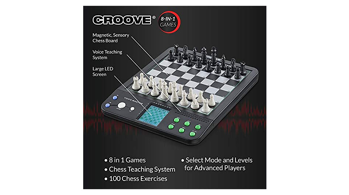Croove 8-in-1 Electronic Chess & Checkers Set for Kids
