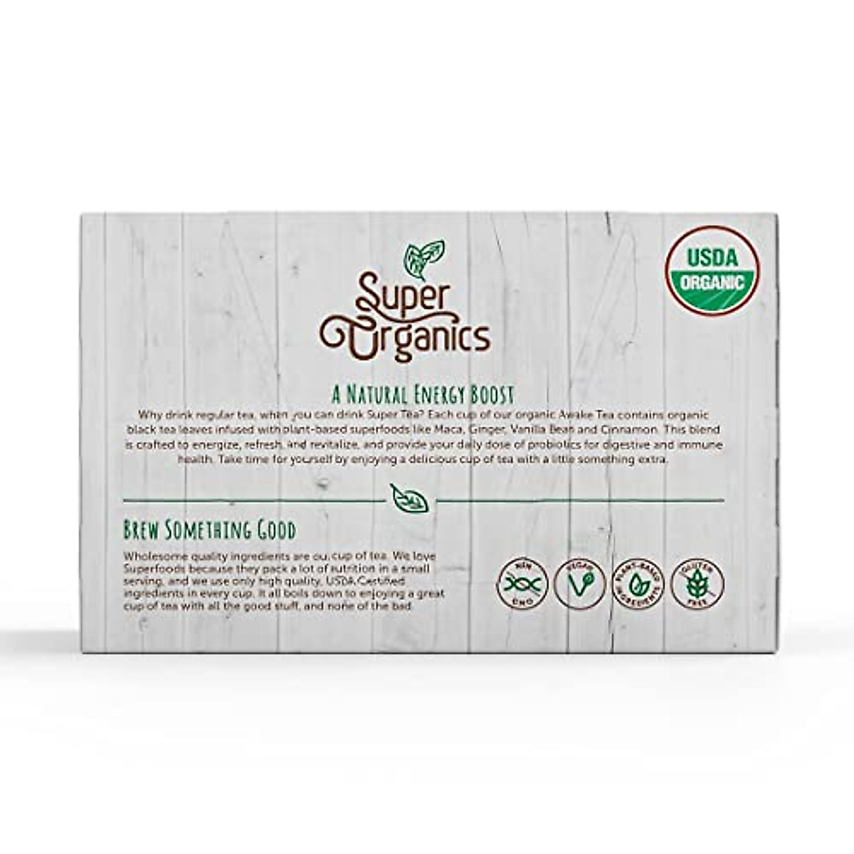Super Organics Awake Black Tea Pods With Superfoods & Probiotics Keurig K-Cup Compatible Energy, Revitalizing, Refreshing Tea USDA Certified Organic, Vegan, Non-GMO, Natural & Delicious, 10ct